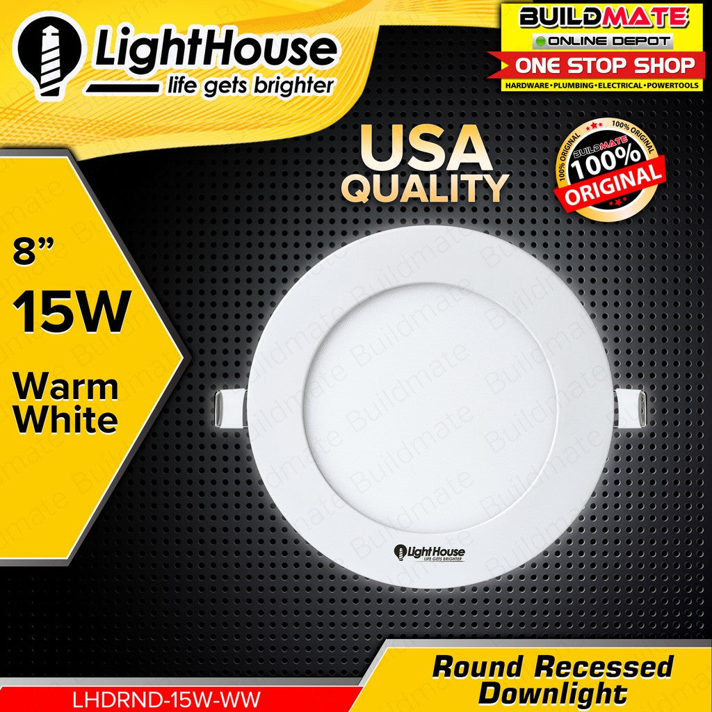 LIGHTHOUSE Recessed Downlight / Panel LED Round WARM WHITE 8" 15W LHDR ...