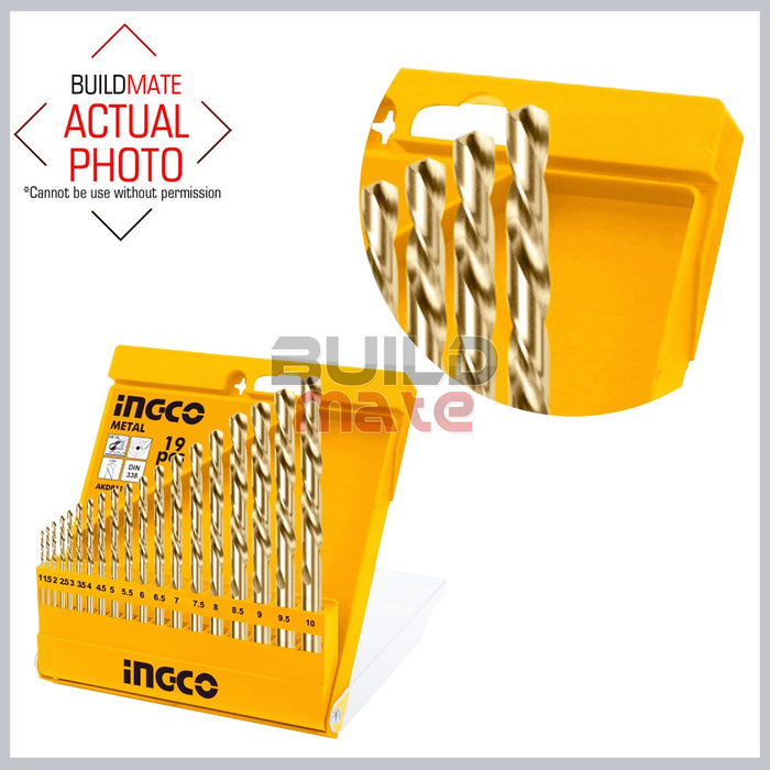 INGCO 19pcs Cobalt HSS Drill Bit SET 1-10mm AKDB1195 •BUILDMATE• IHT ...