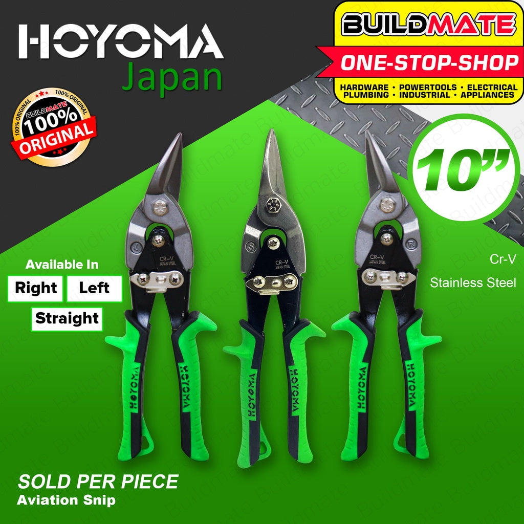 HOYOMA JAPAN Aviation Snip 10" Inch Cr-V Straight, Left & Right Cut Sn ...