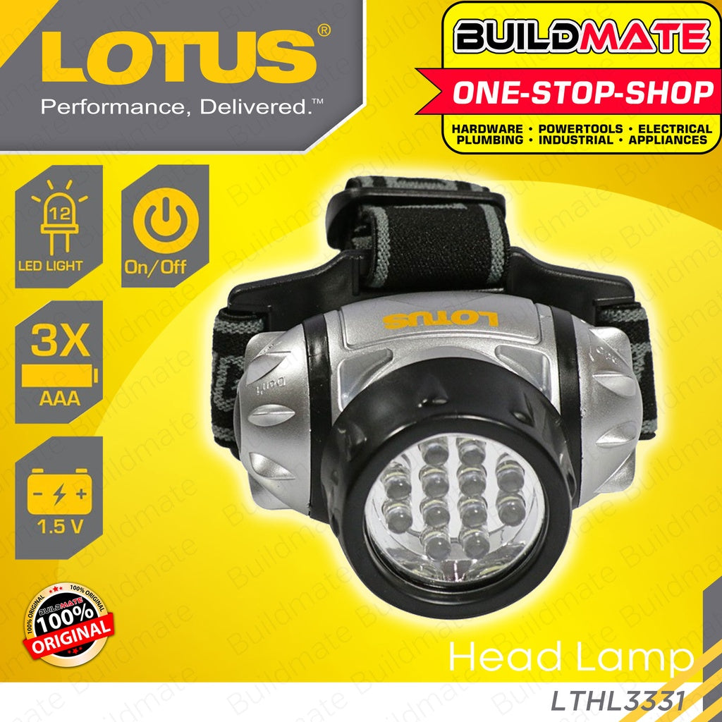 LOTUS LED Light Head Lamp 12 Light 60LM 1.5V Flashlight Headlamp Headl ...