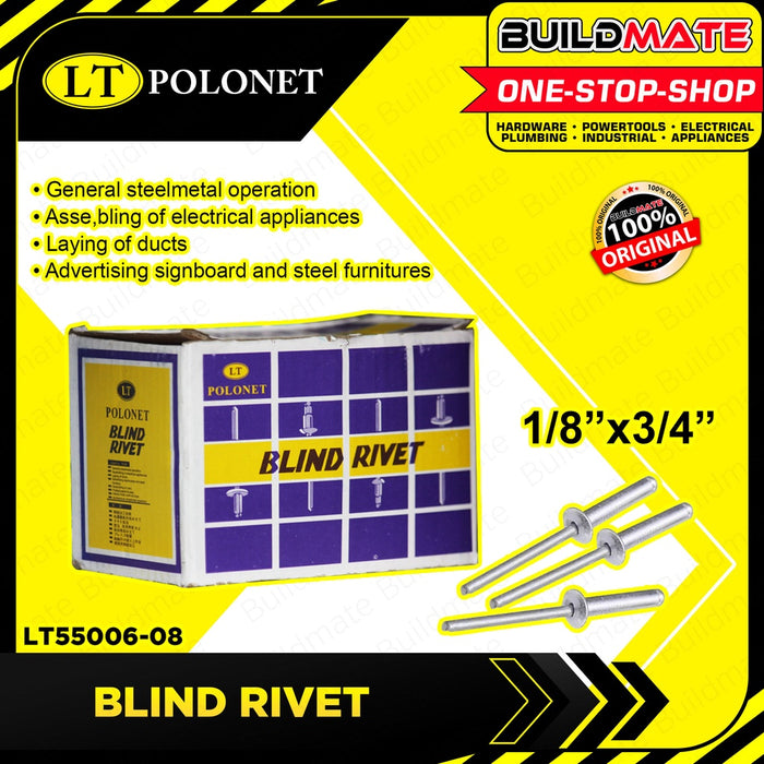 POLONET Aluminum Blind Rivets 1/8"x1/2" | 1/8"x/3/4" | 5/32"x1/2" 650P ...