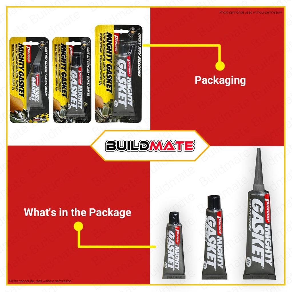 PIONEER Mighty Gasket Black | Grey | Red RTV Silicone 15g | 30g | 85g ...