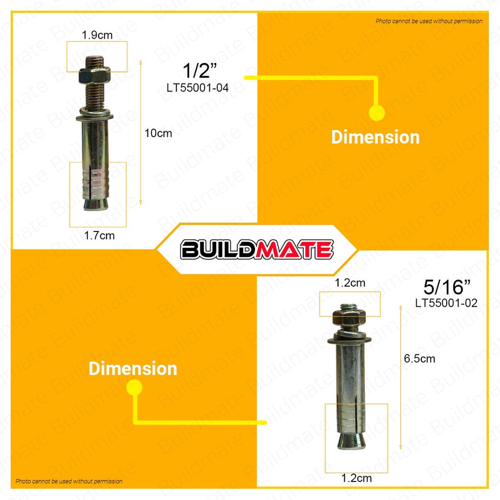POLOLOCK Concrete Anchor Expansion Dyna Bolt 1/4" | 5/16" | 1/2" Dynab ...