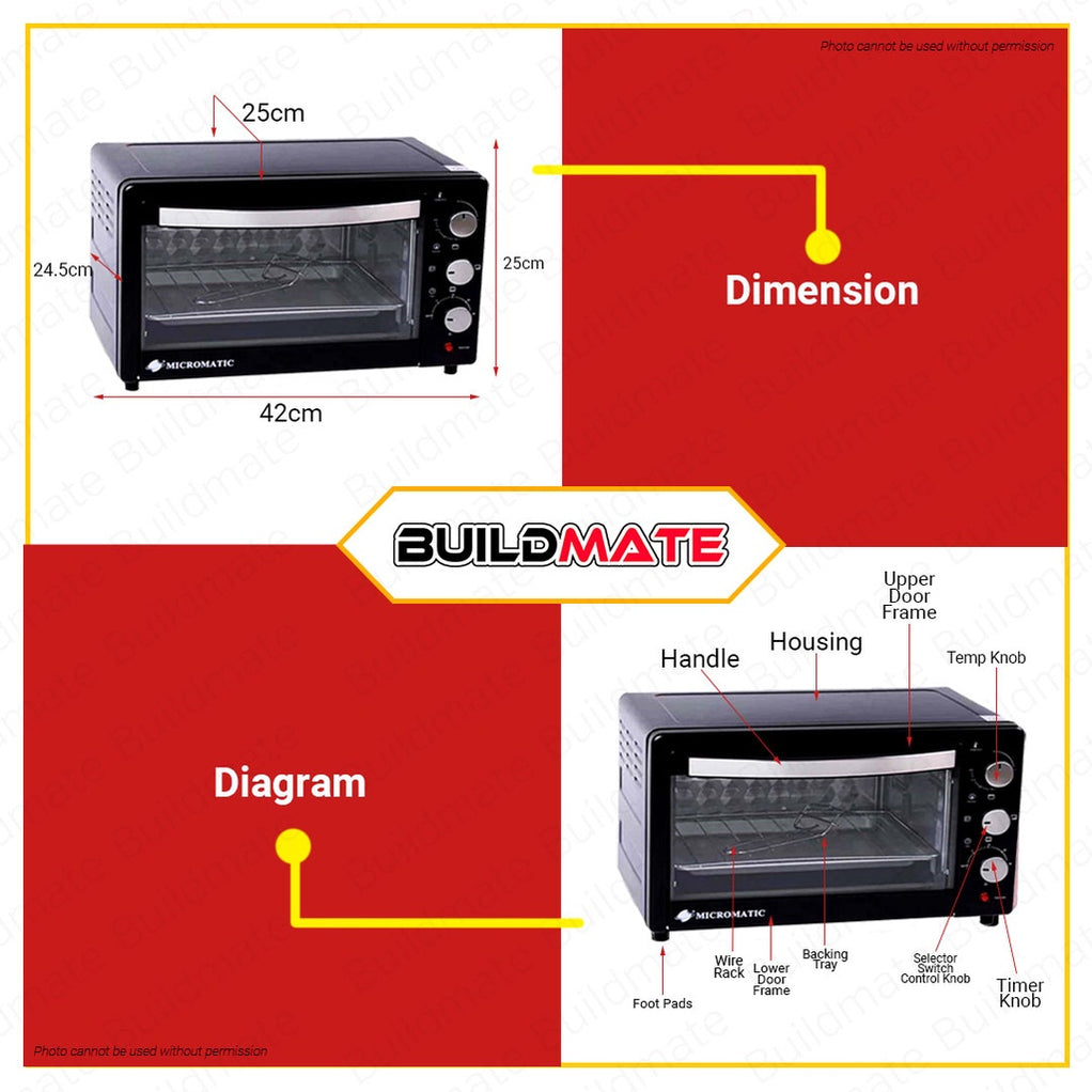 MICROMATIC Kitchen Oven Toaster 16L 1500W Electric Oven Microwave Toas ...