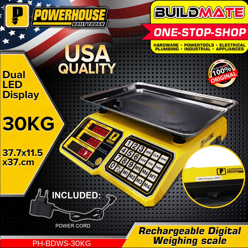 POWERHOUSE Rechargeable Table Bench Digital Weighing Scale 30kg / 5g P ...