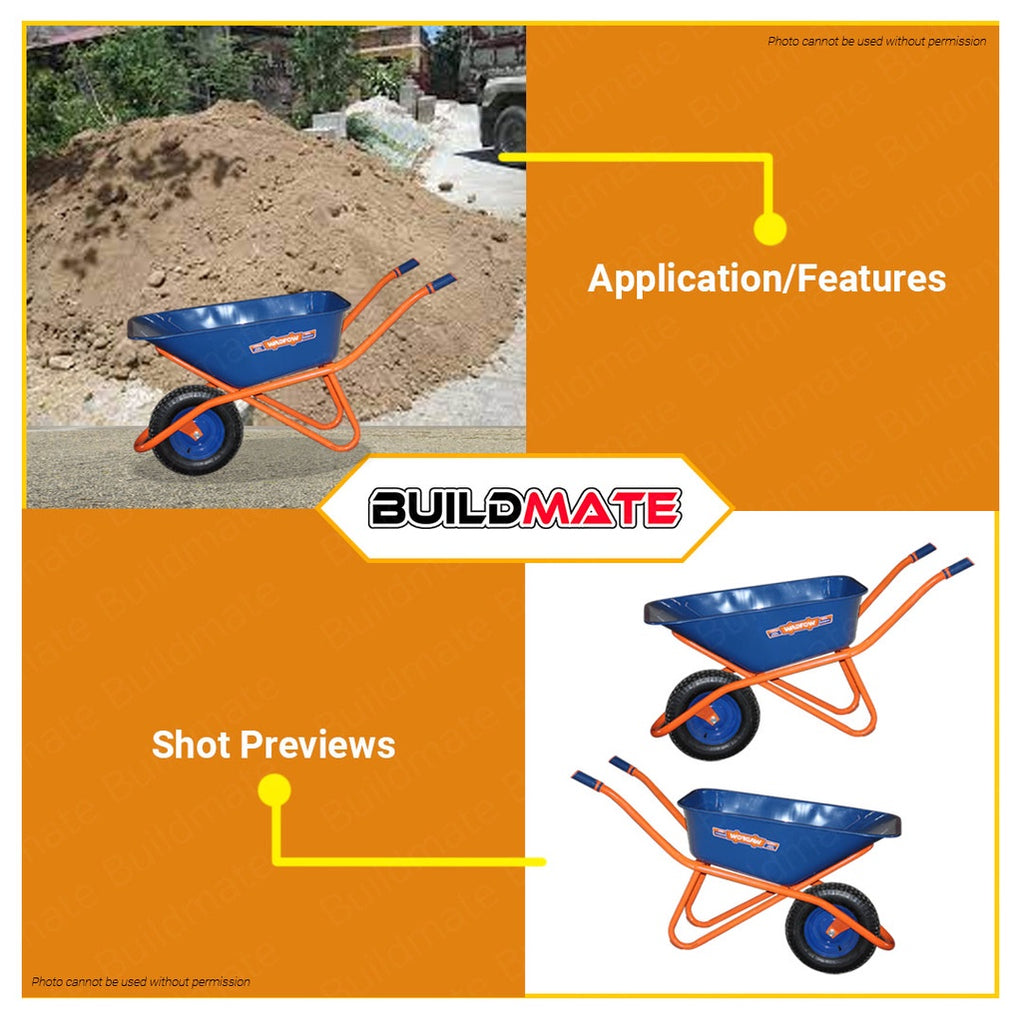 WADFOW Wheel Barrow 150KG Pneumatic Wheel Garden Cart Garden Wheelbarr ...