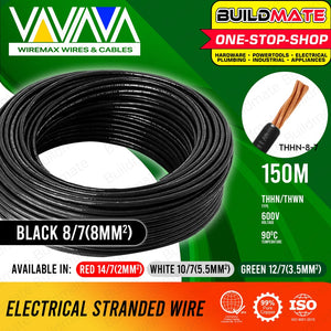 WIREMAX | POWERFLEX Electrical THHN Stranded Cable Wire 150 Meters 8/7 ...