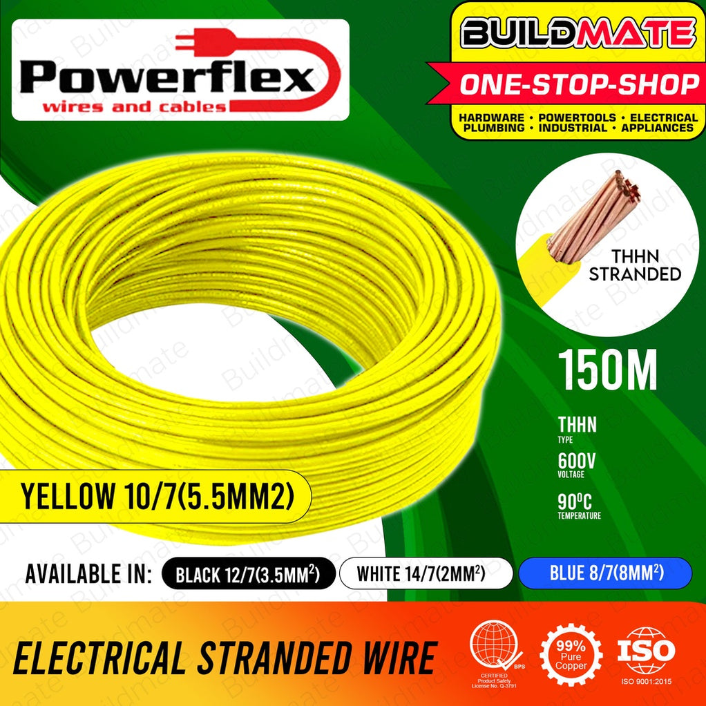 WIREMAX | POWERFLEX Electrical THHN Stranded Cable Wire 150 Meters 8/7 ...