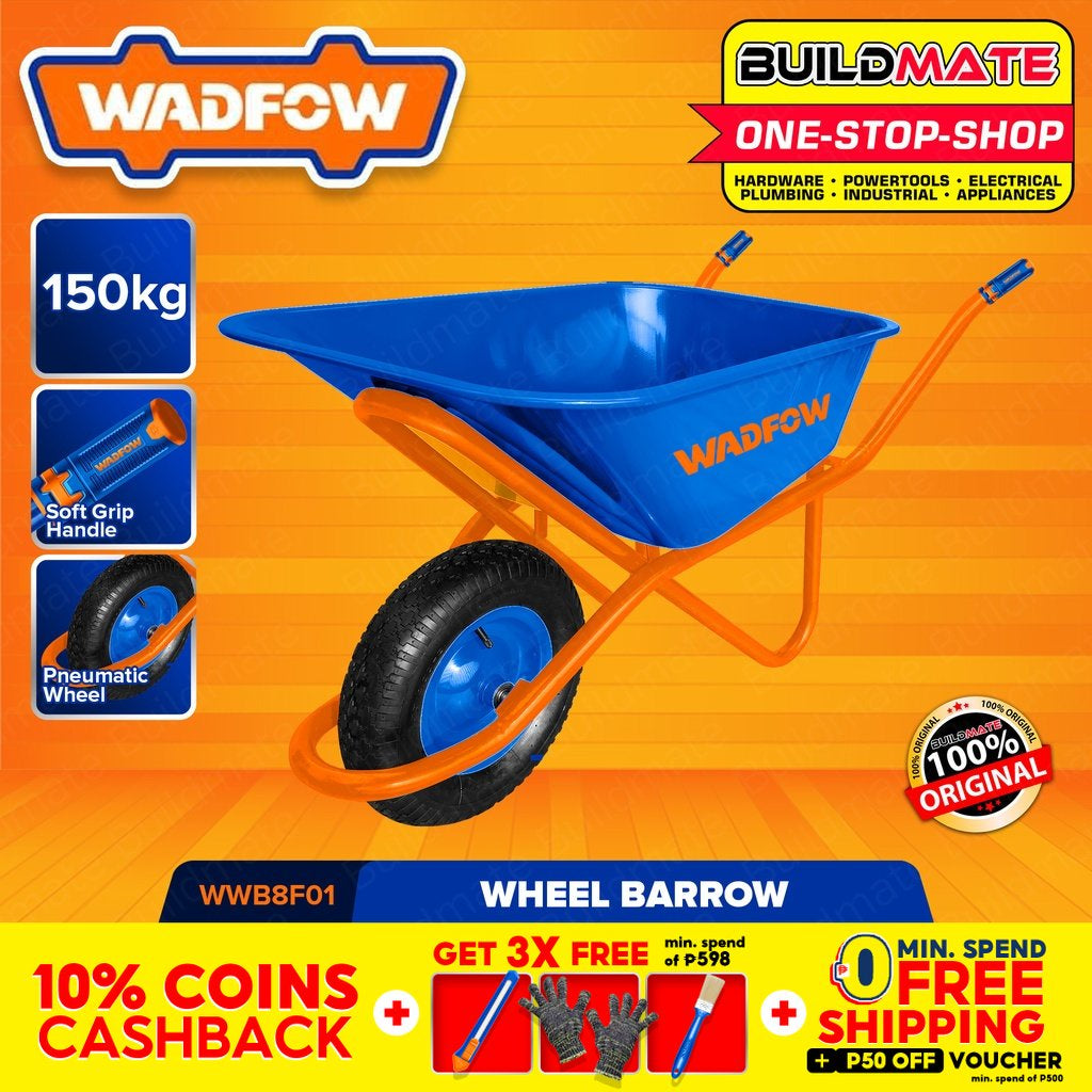 WADFOW Wheel Barrow 150KG Pneumatic Wheel Garden Cart Garden Wheelbarr ...