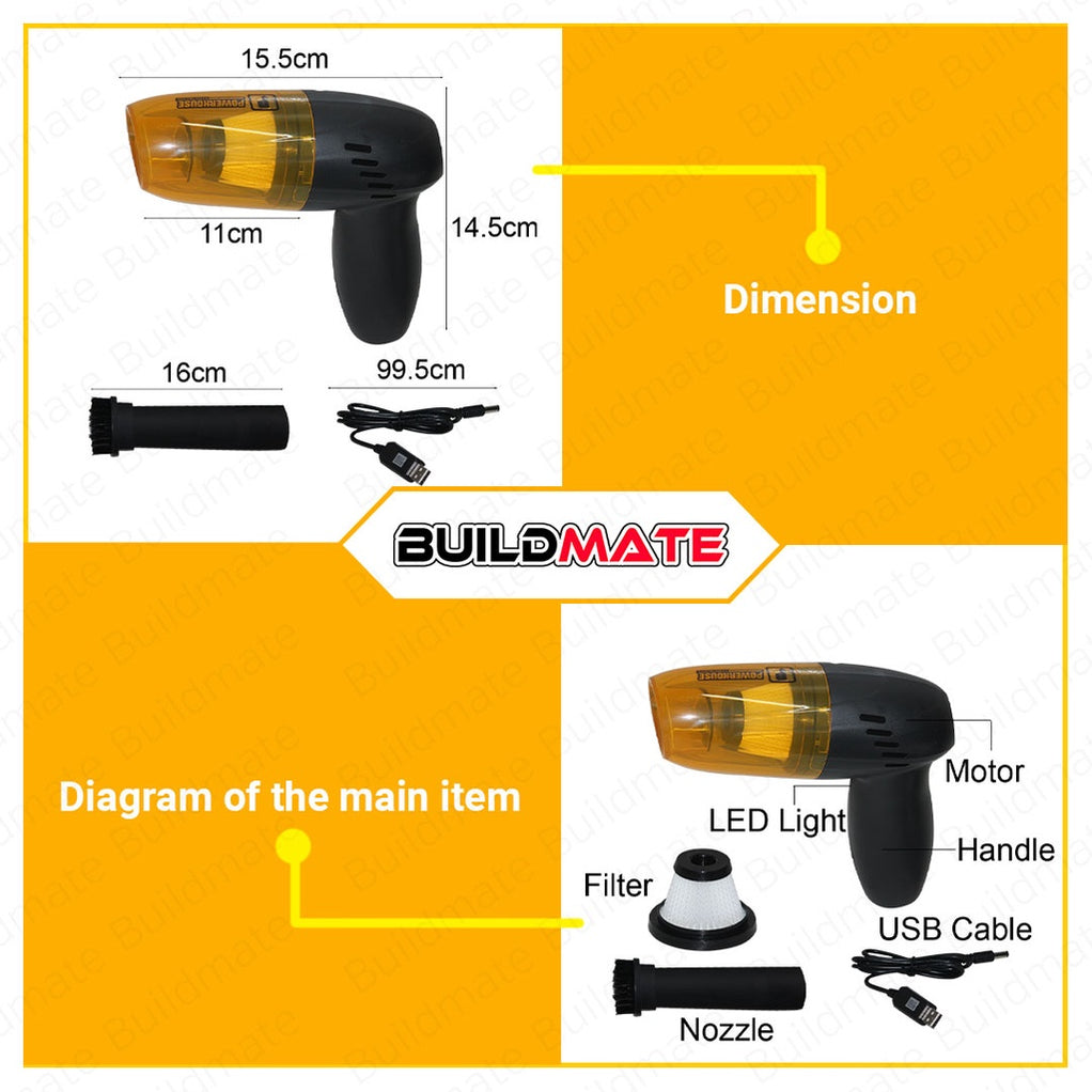 POWERHOUSE Mini Portable Vacuum Cleaner 85W Pure Copper Handheld Vacuu ...