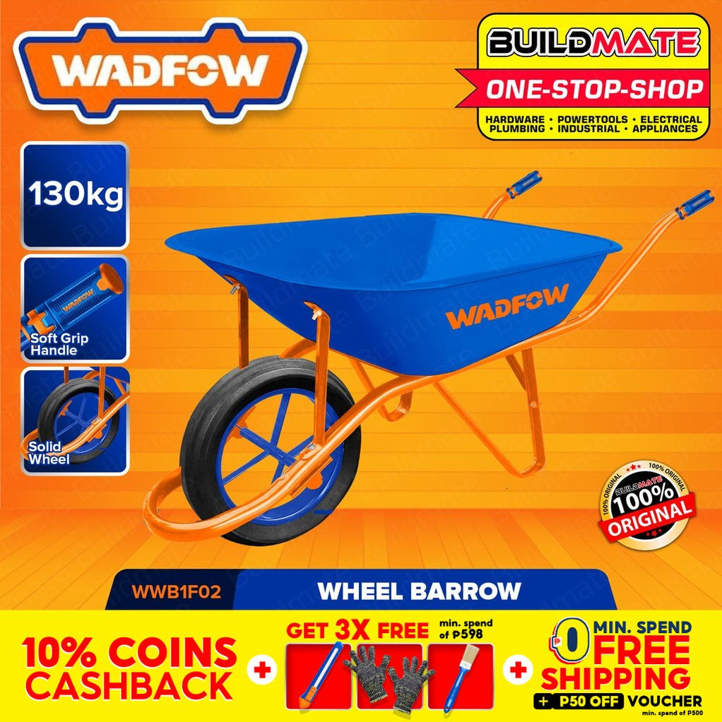 WADFOW Wheel Barrow 130KG Solid Wheel Garden Cart Utility Garden Wheel ...