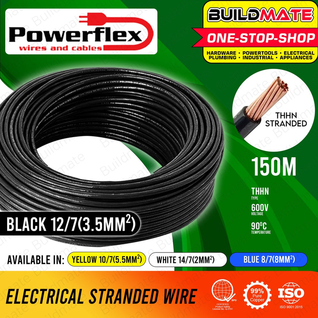 WIREMAX | POWERFLEX Electrical THHN Stranded Cable Wire 150 Meters 8/7 ...