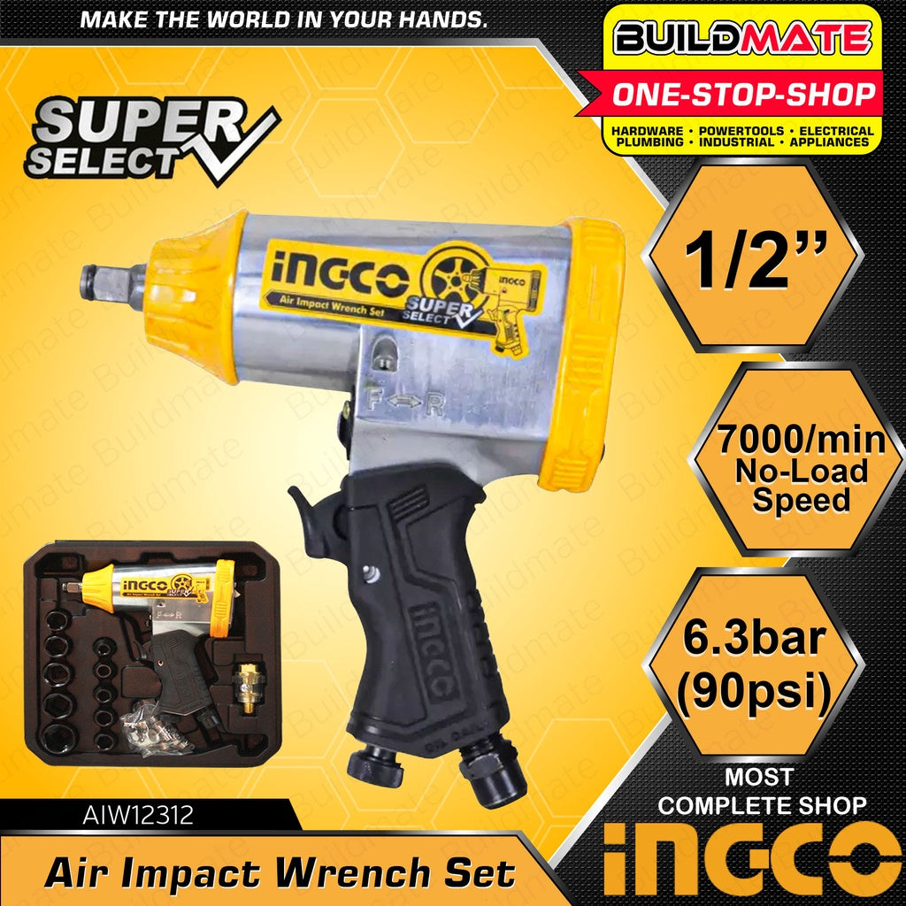 INGCO Air Impact Wrench Set 1/2" Inch 90PSi Pneumatic Wrench Repair To ...